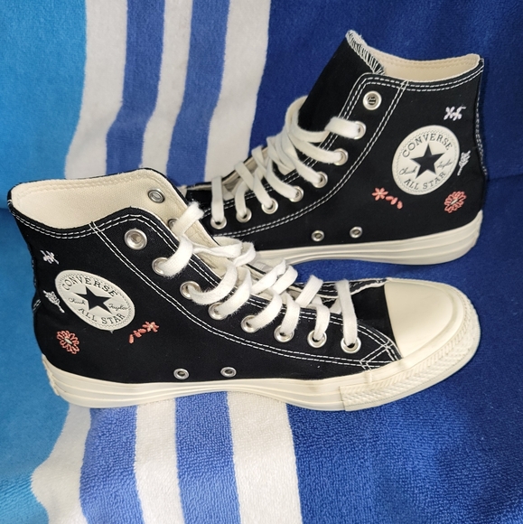 Converse | Shoes | Converse Chuckie Taylor Embroidered Black Womens ...